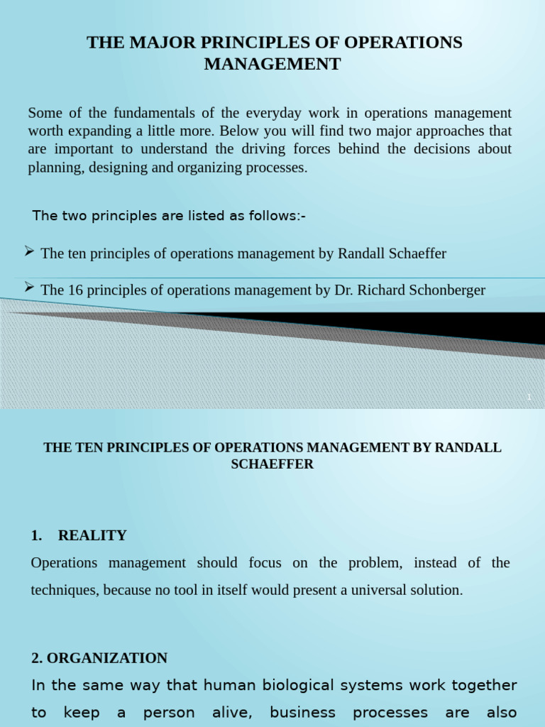 Key Principles of Operations Management | PDF | Operations Management ...
