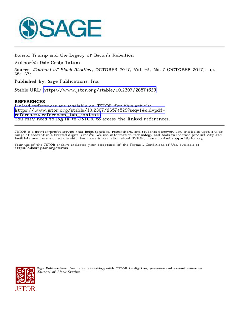 Trump and Bacon's Rebellion Legacy | PDF | Slavery