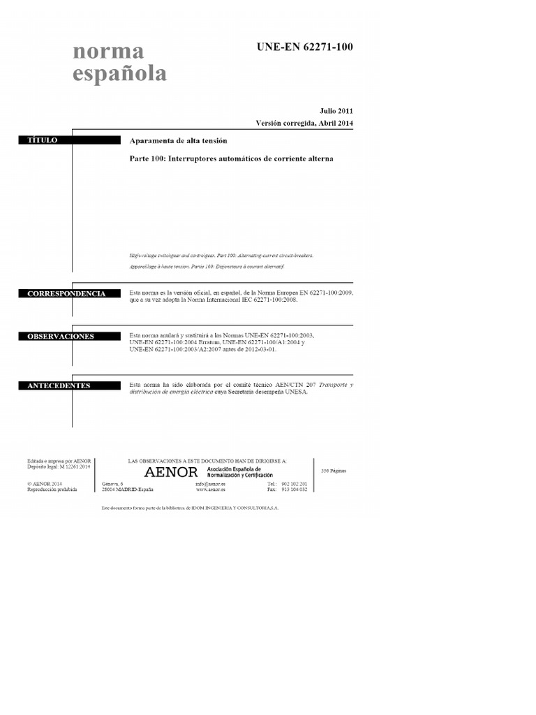 IEC 62271-100 2014 Interruptores | PDF
