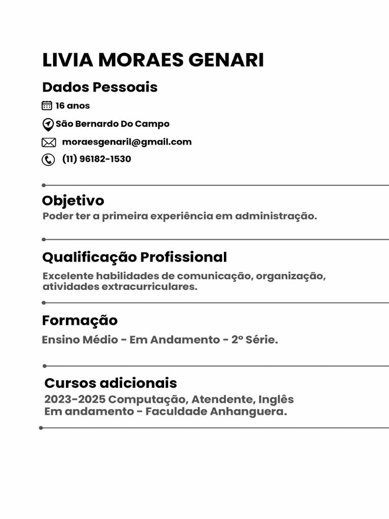 Currículo Minimalista Preto e Cinza - 20250324 - 164132 - 0000 | PDF