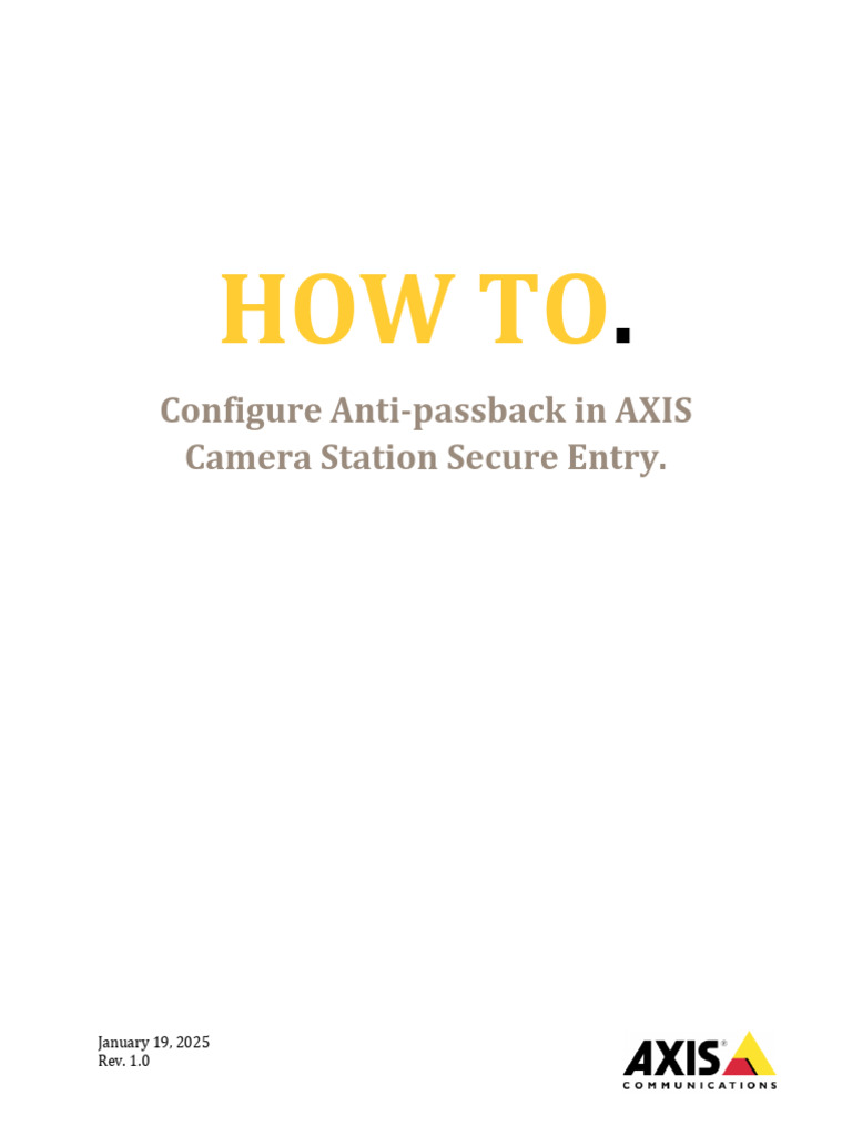 How To Configure Anti Passback in Axis Camera Station Propdf en US ...