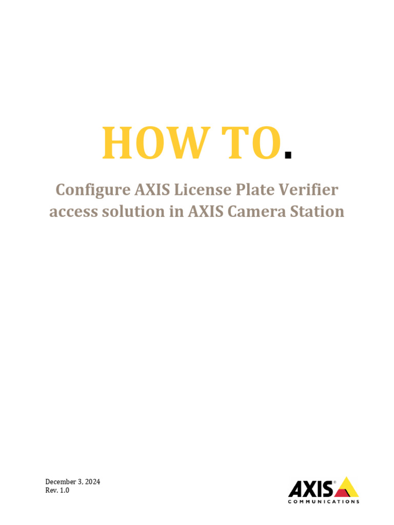 How To Configure Axis Licence Plate Verifier As A Credential in Axis ...