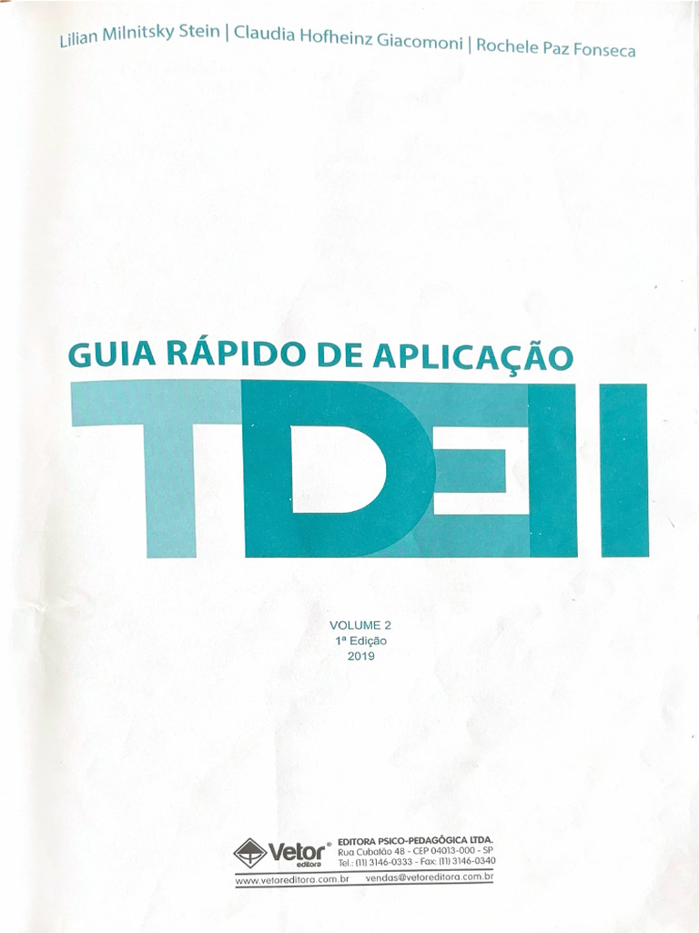 Teste TDE II Guia Rapido de Aplicação | PDF