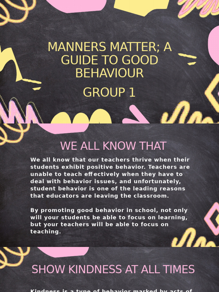 Guide to Good Manners in School | PDF | Etiquette | Teachers