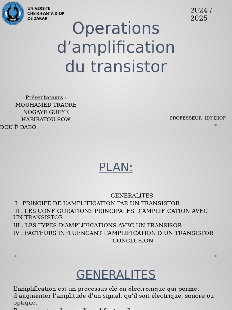 Opération d'Amplification Pour Un Transistor__Groupe2_L1-SRT-A | PDF ...