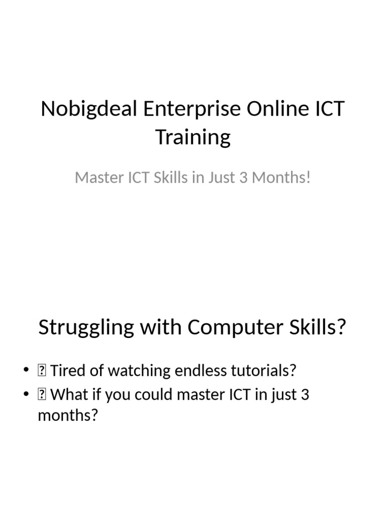 Nobigdeal Enterprise Training Advert | PDF