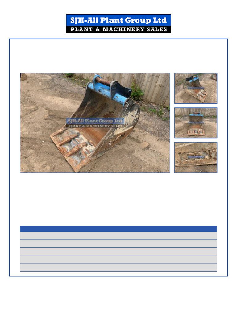 Id 15 20t Excavator 36 Digging Bucket - Ae628 | PDF