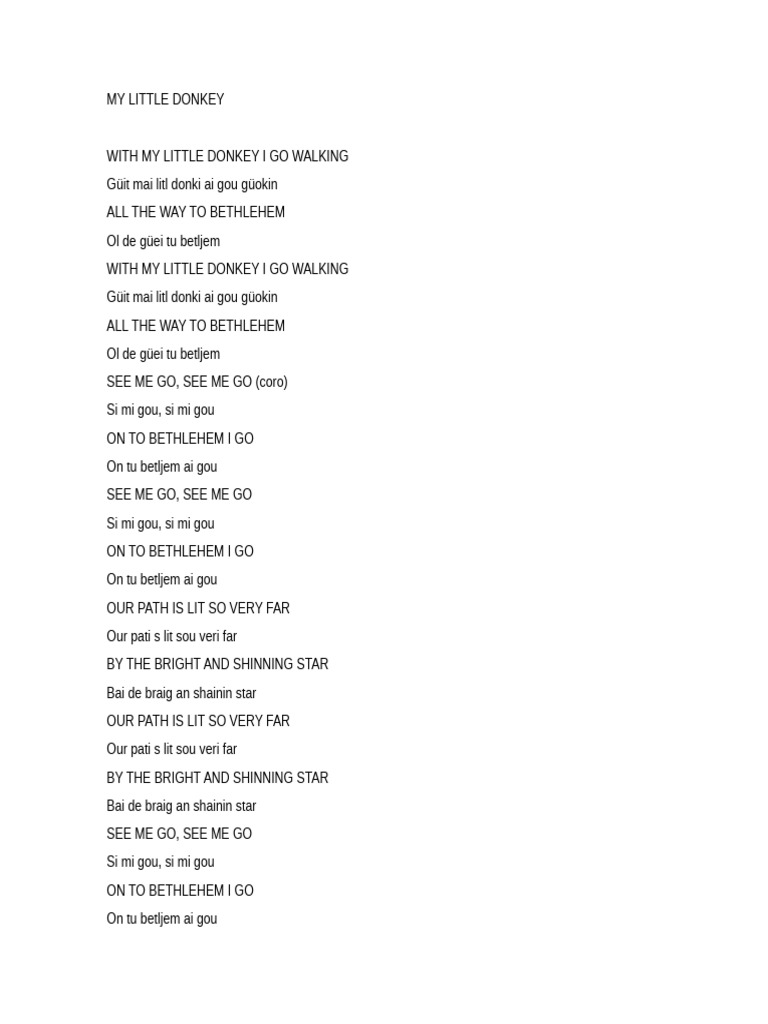 MY LITTLE DONKEY Letra y Pronunciacion | PDF