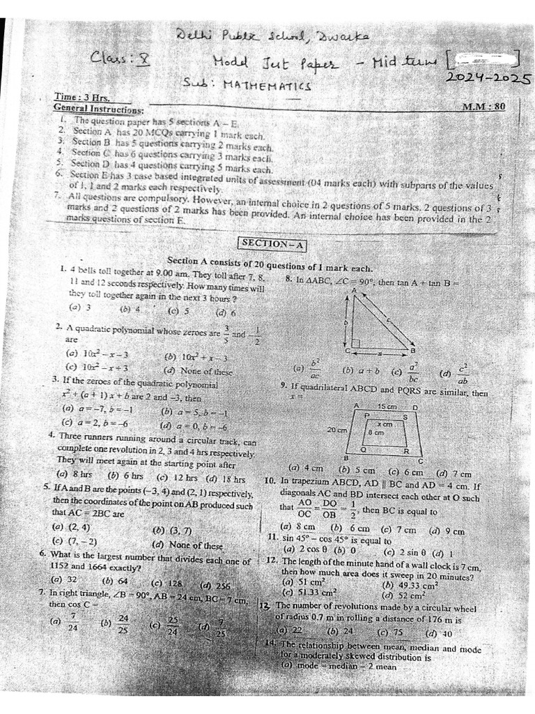Math modal test paper | PDF