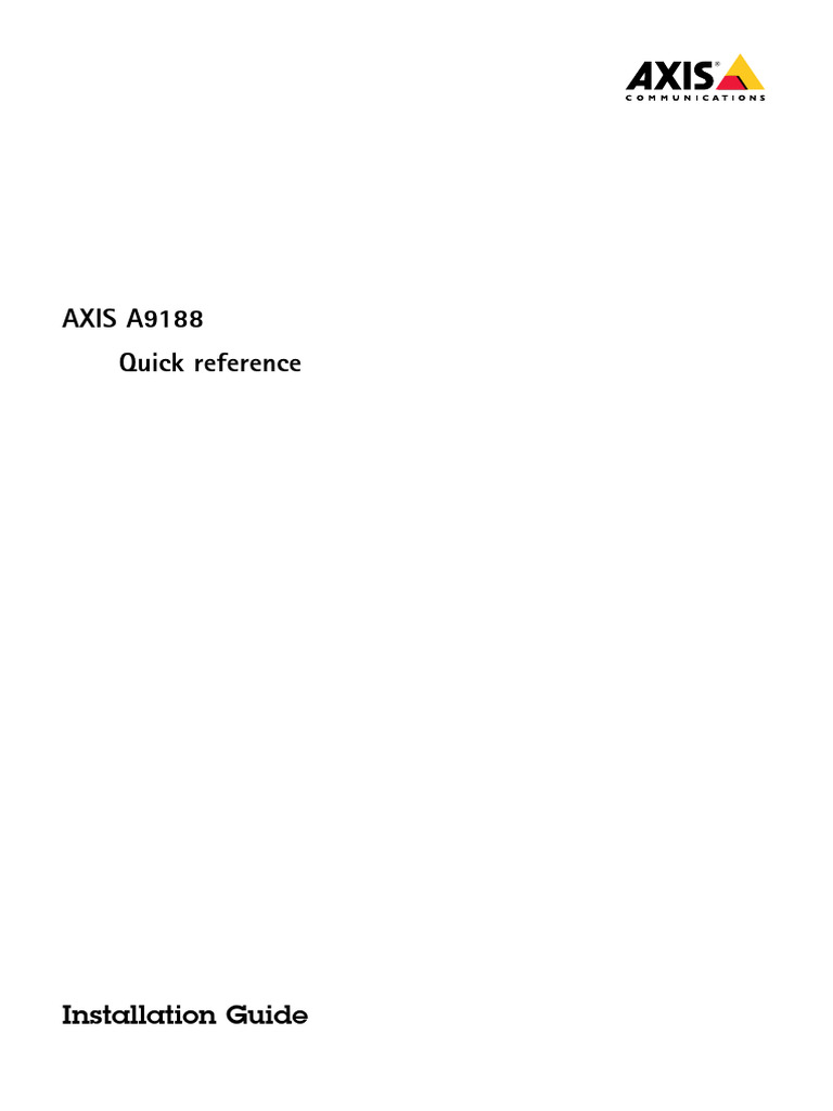 Axis A9188 Quick Guide en US 117302 | PDF | Electromagnetic Interference | Electromagnetic ...