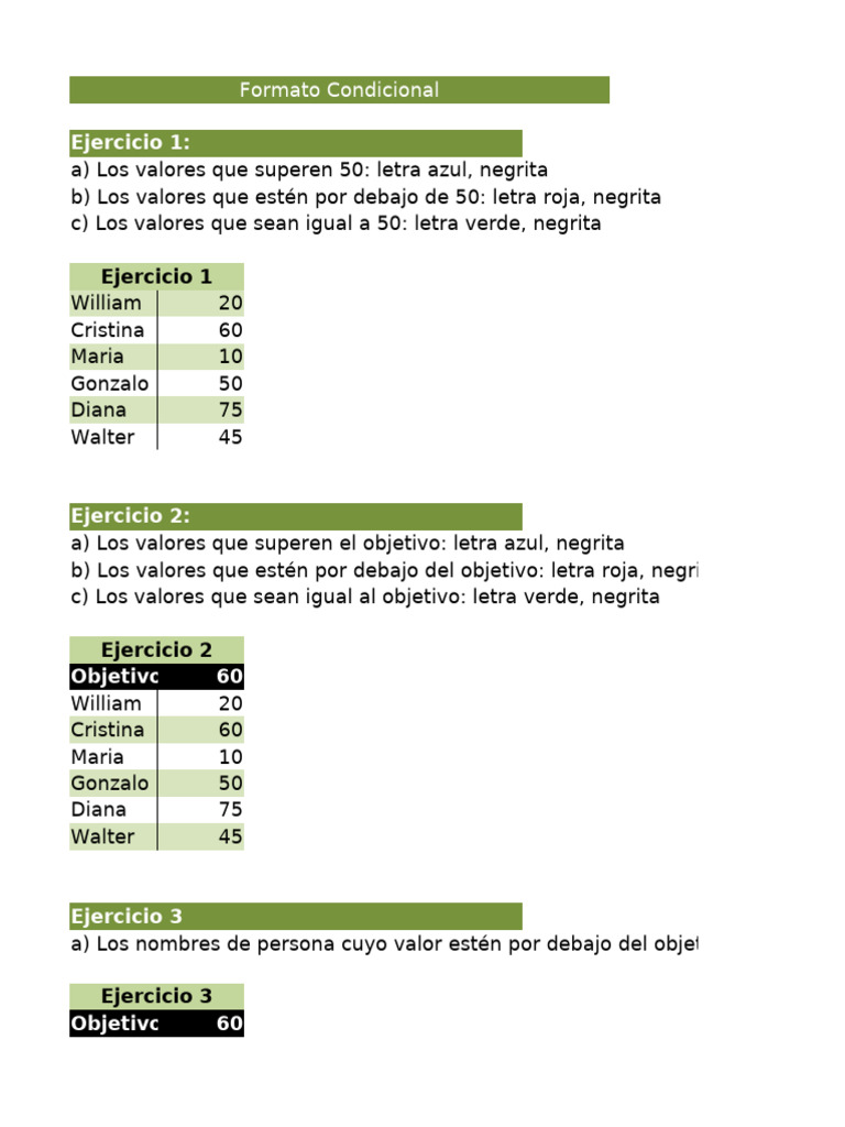 Ejercicio Formato Condicional 2 | PDF