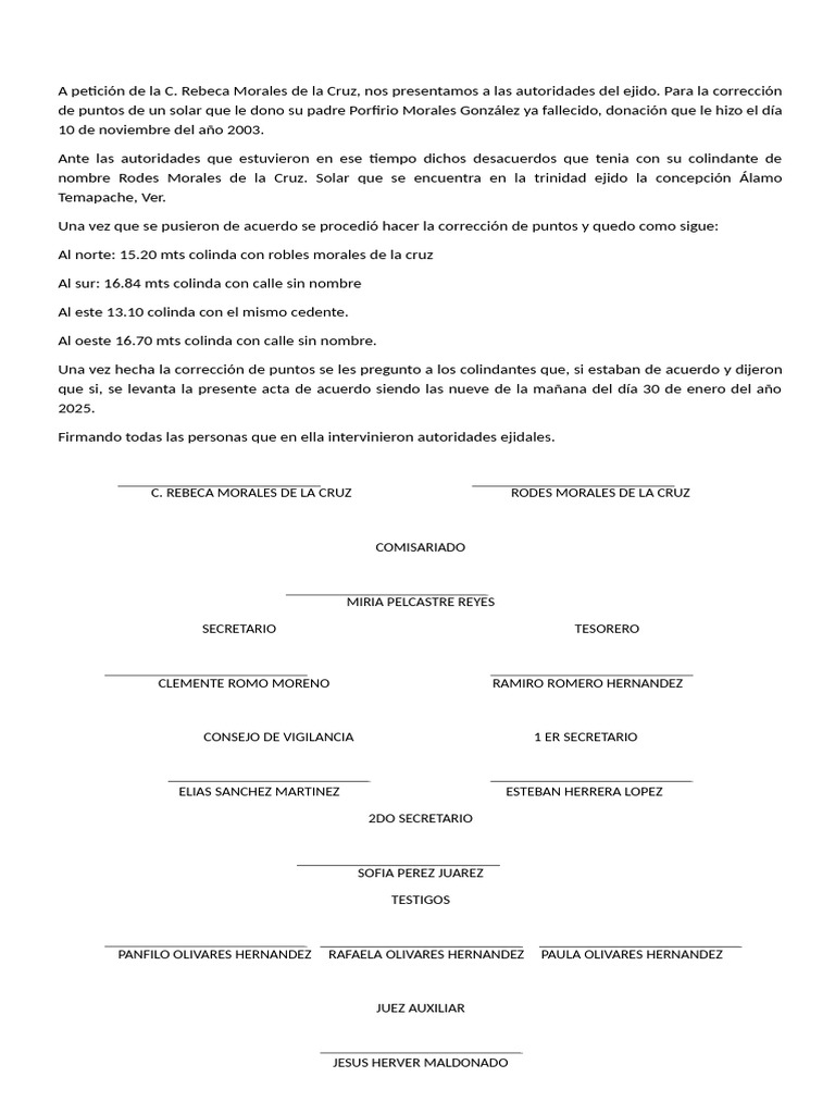 Corrección de puntos de solar ejidal | PDF