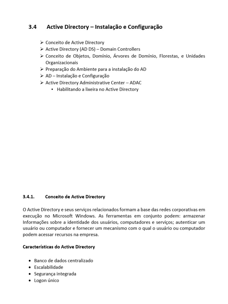 Instalação e Configuração do Active Directory | PDF | Diretório ativo ...
