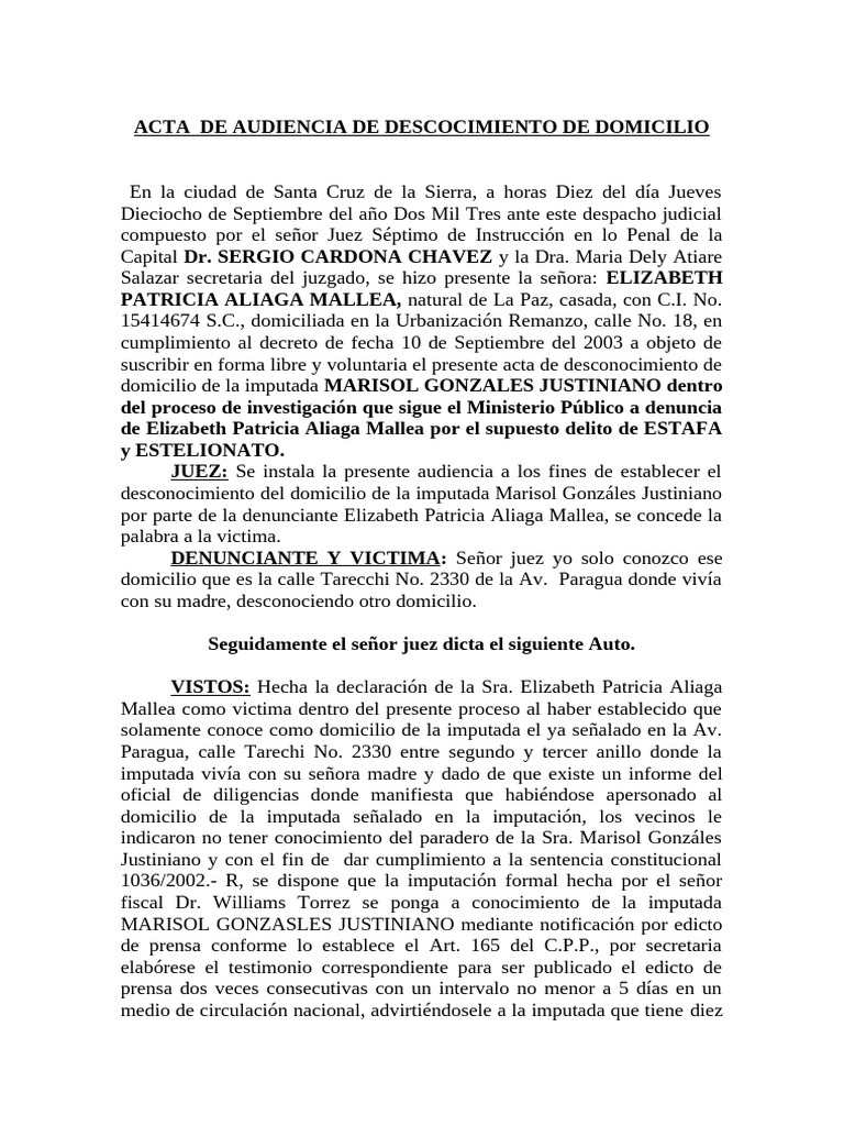 Acta de Desconocimiento de Domicilio | PDF | Fiscal | Ley Pública