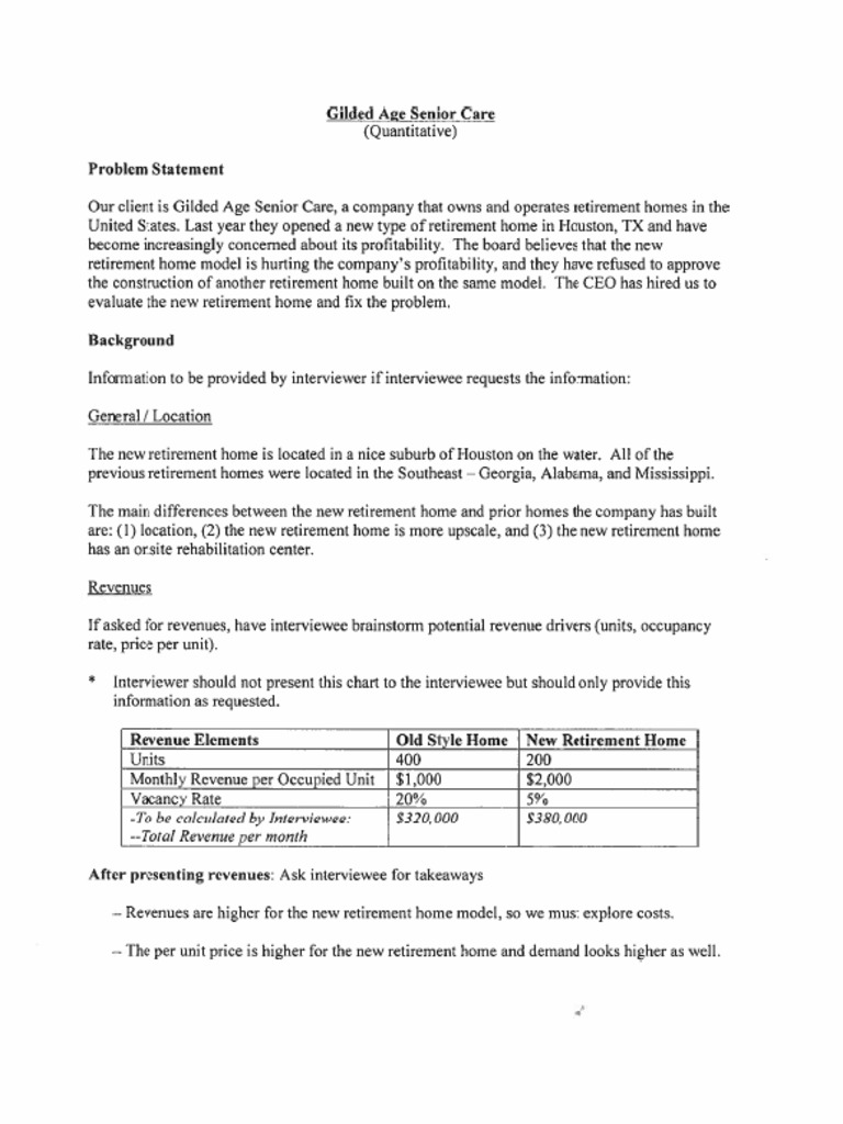 Gilded Age Senior Care - Profitability | PDF
