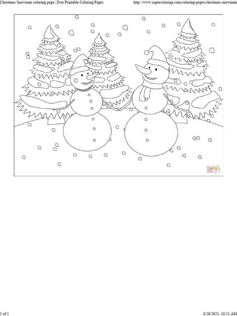 Christmas Snowman coloring page Free Printable Coloring Pages | PDF