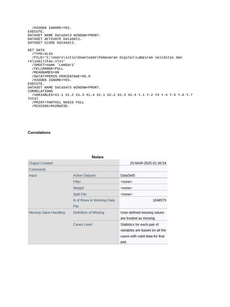 Uji Validitas Dan Reliabilitas Pdf Multivariate Statistics Statistics 2094