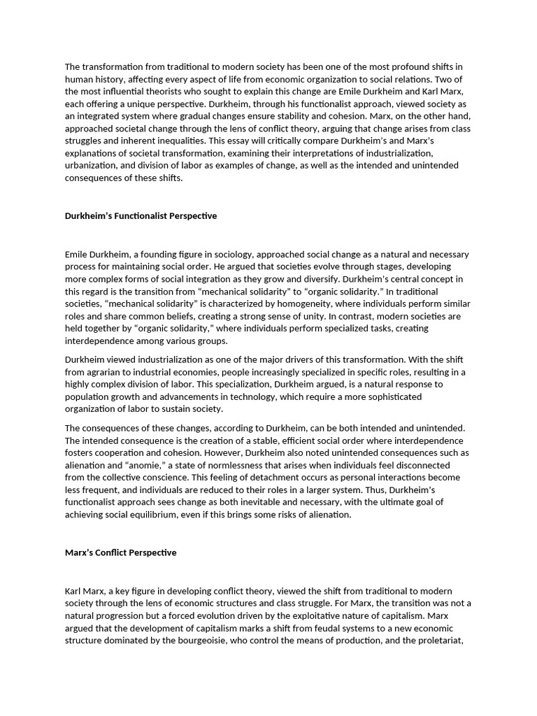 Comparison of Functionalism and Conflict Theory | PDF | Society | Karl Marx
