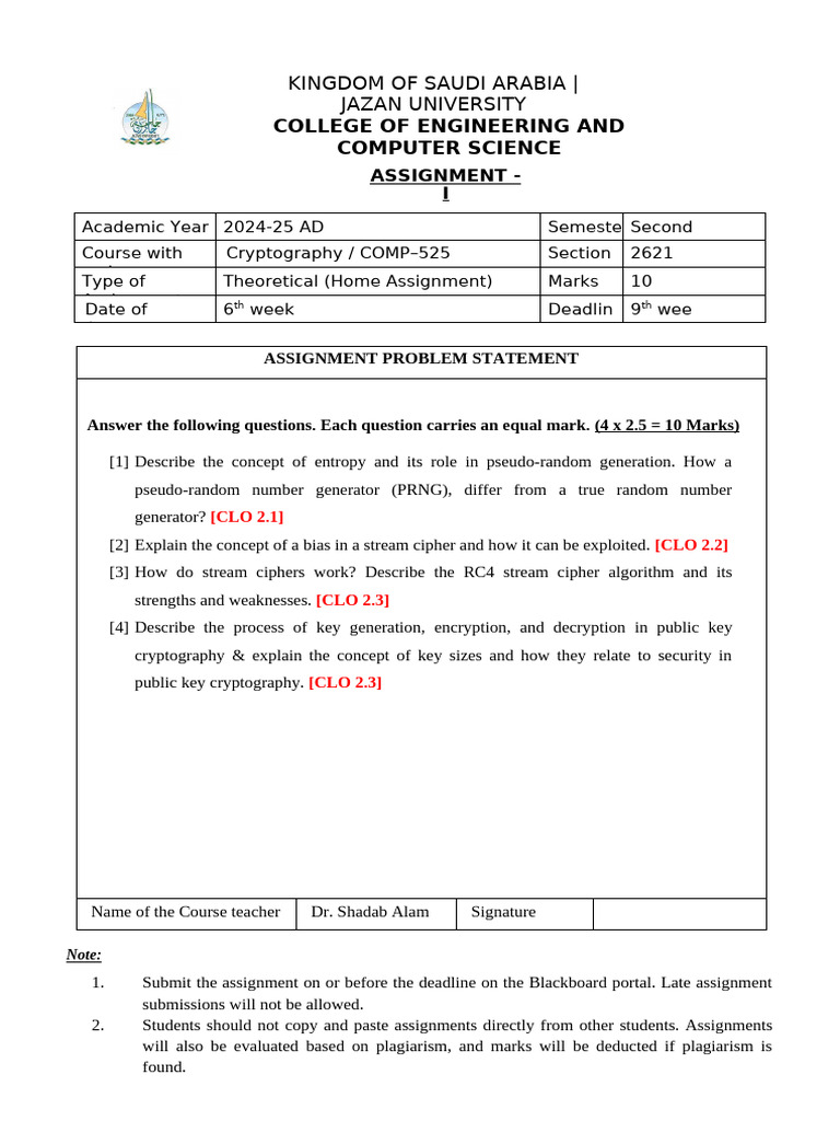 COMP-525_Cryptography_Assignment_1-2025-2621 | PDF