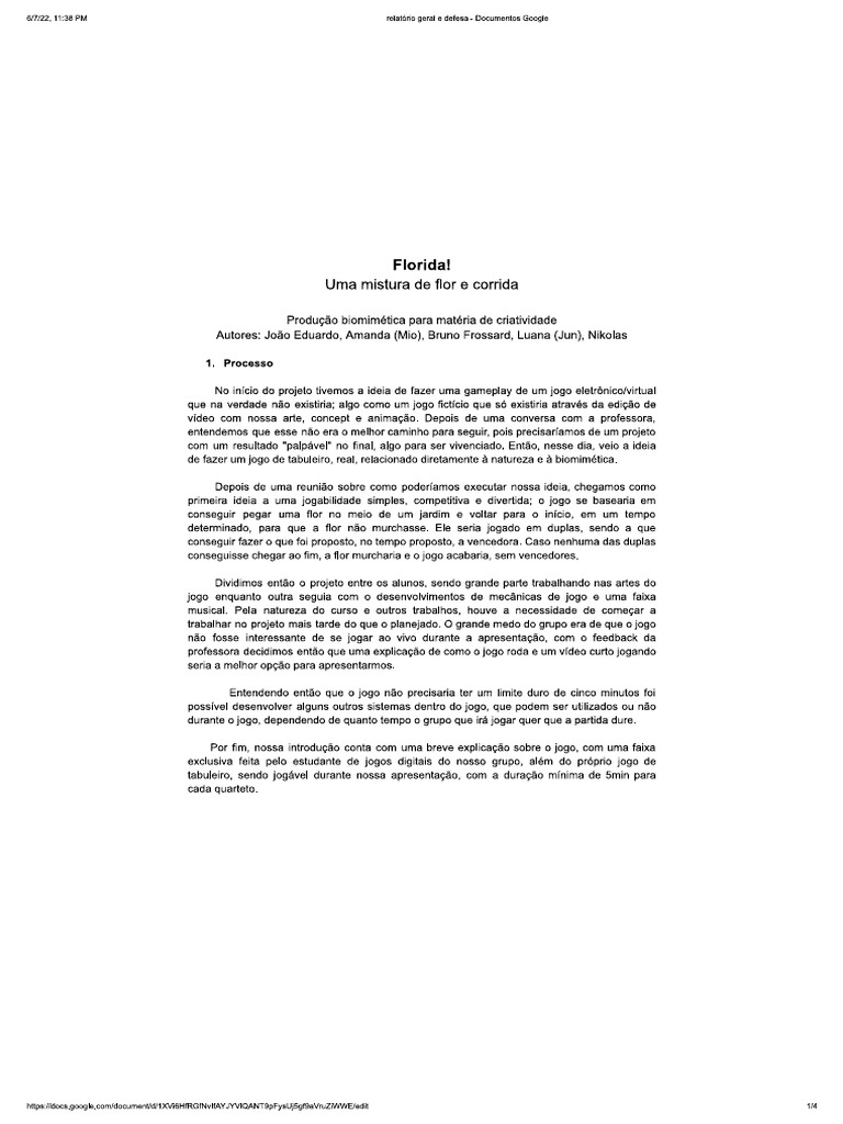 Florida! Uma Mistura de Flor e Corrida | PDF