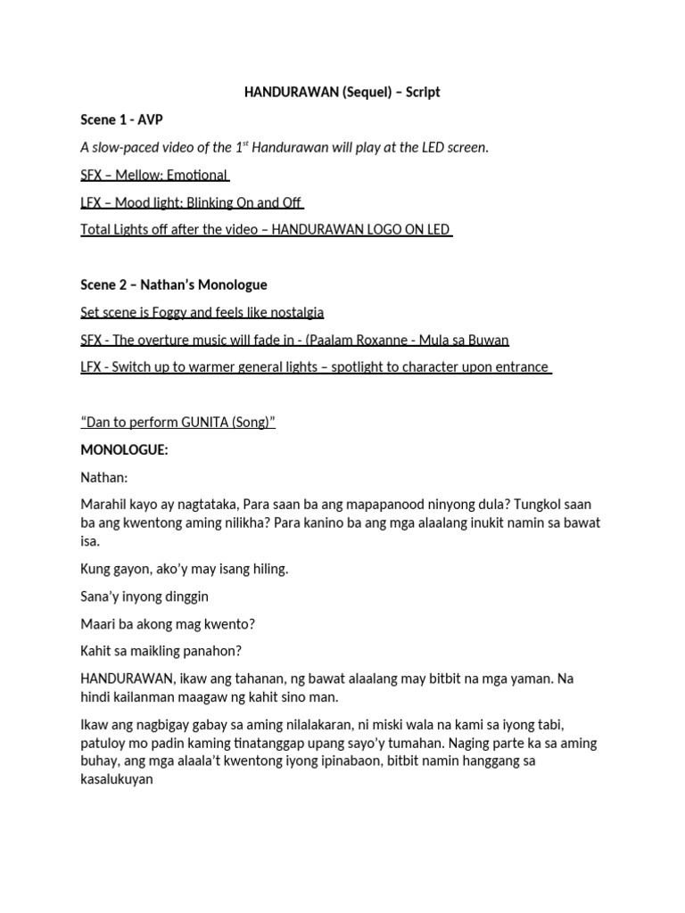 HANDURAWAN Sequel Script | PDF