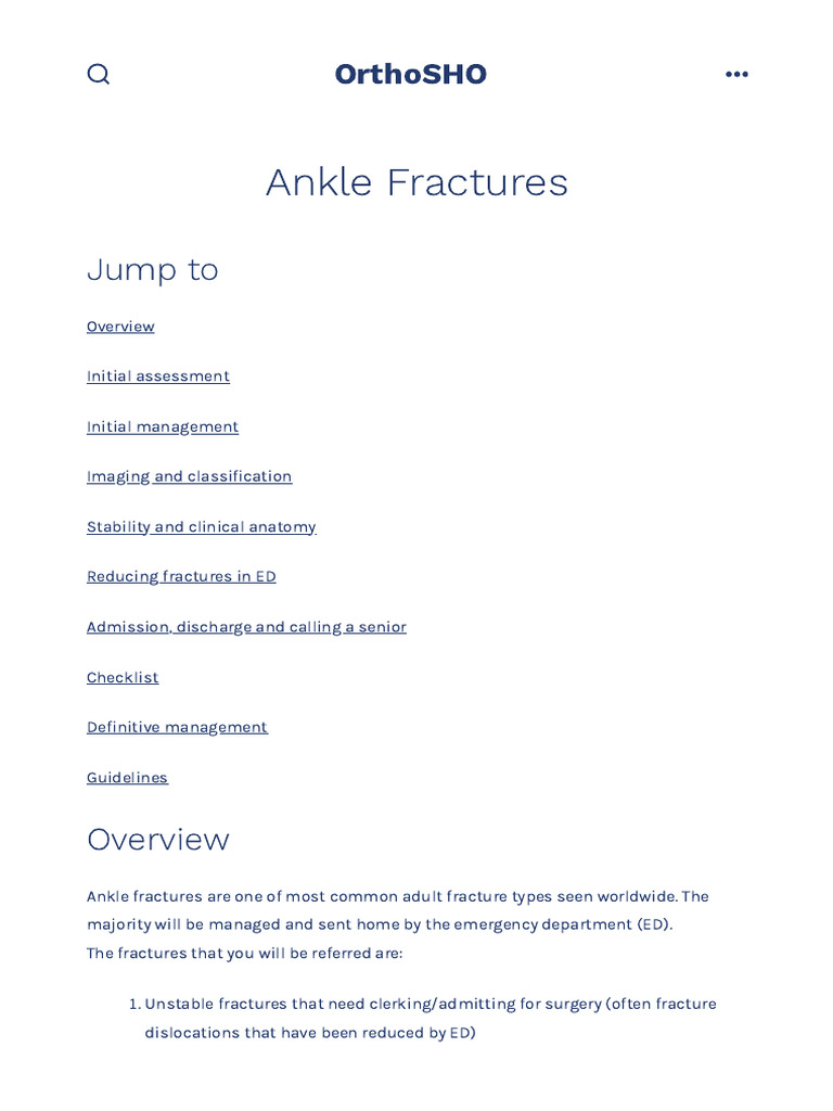 Ankle Fractures - OrthoSHO | PDF | Ankle | Anatomical Terms Of Location