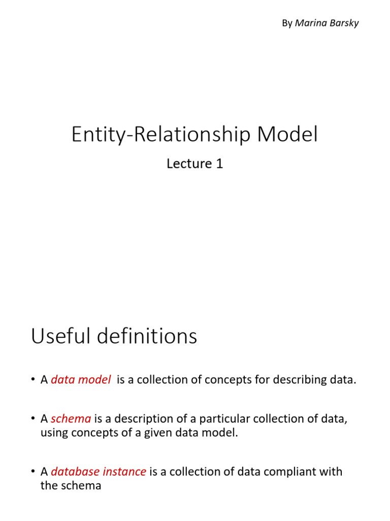 01 01 EntityRelationship | PDF | Relational Model | Data Model