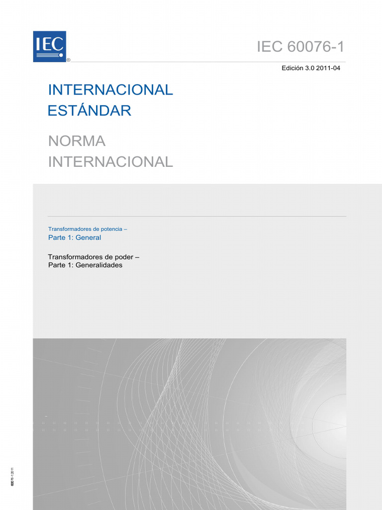 IEC 60076-1:2011 Generalidades | PDF | Transformador | Inductor