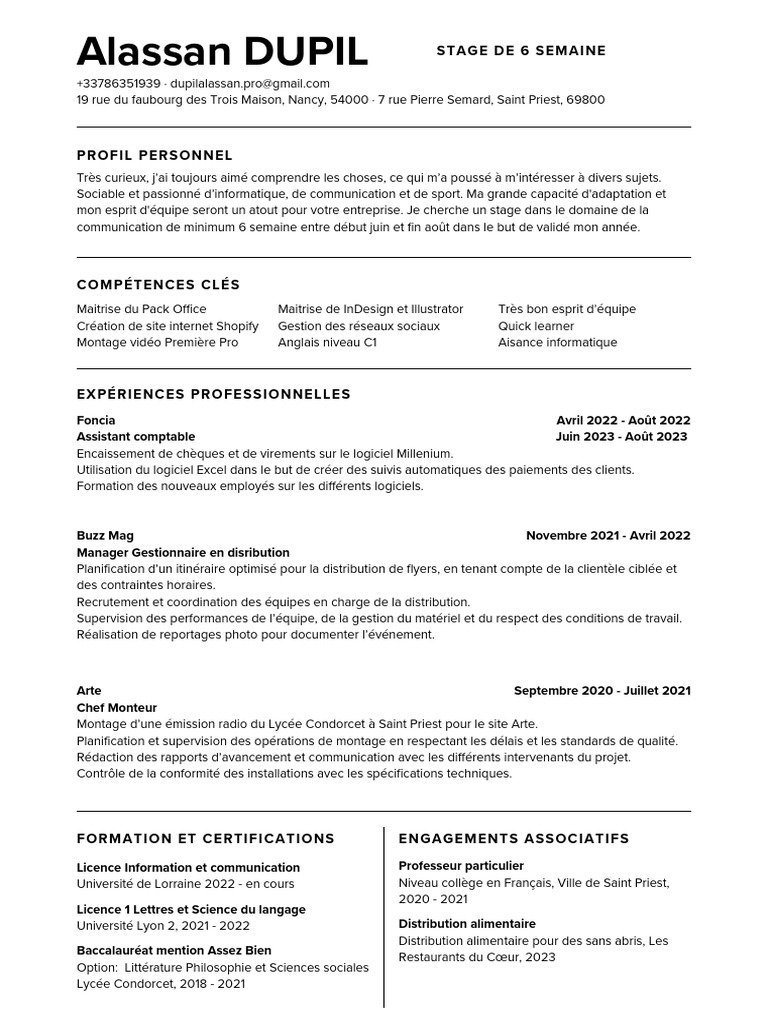 Stage en communication - Profil Dupil | PDF | Logiciel | la communication