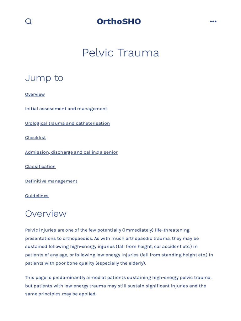 Pelvic Trauma – OrthoSHO | PDF | Major Trauma | Pelvis