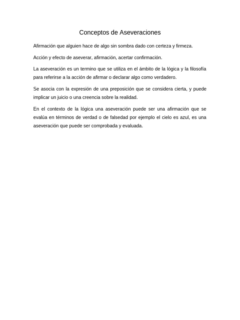 Conceptos de Aseveraciones en Lógica | PDF