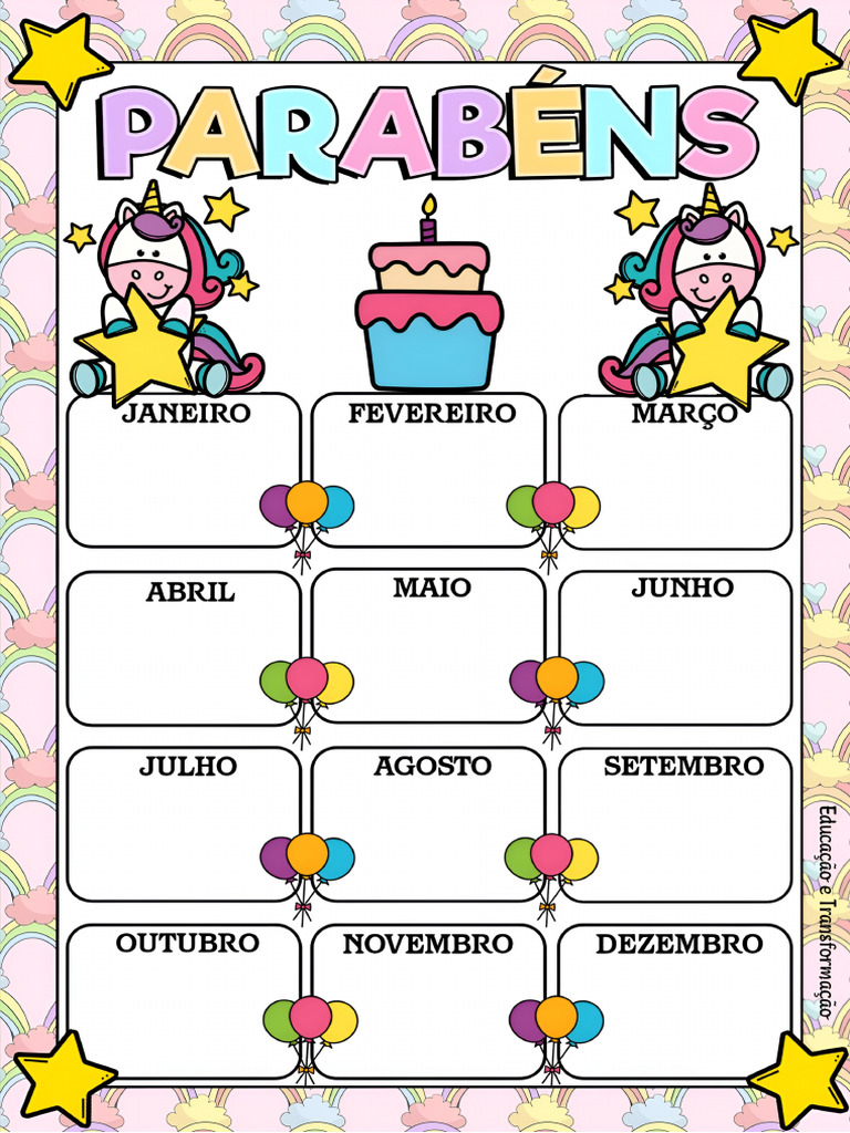 Painel Aniversariantes UNICÓRNIO PDF | PDF