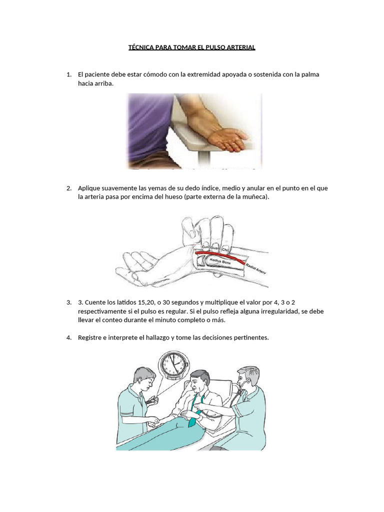 Técnica para Tomar El Pulso Arterial | PDF