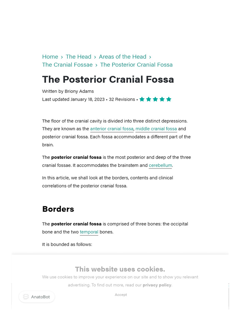 Posterior Cranial Fossa - Boundaries - Contents - TeachMeAnatomy | PDF ...