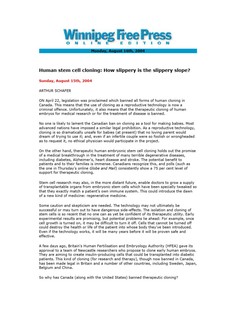 Human Stem Cell Cloning Debate | PDF | Stem Cell | Cloning