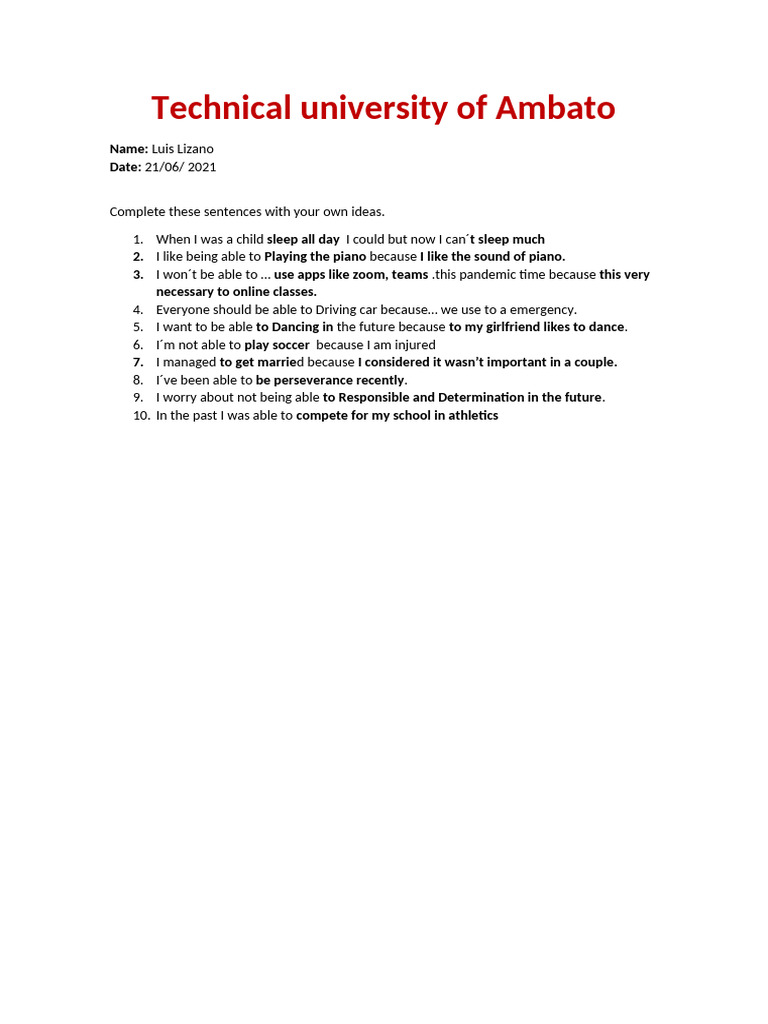 Modals of Ability Activity | PDF