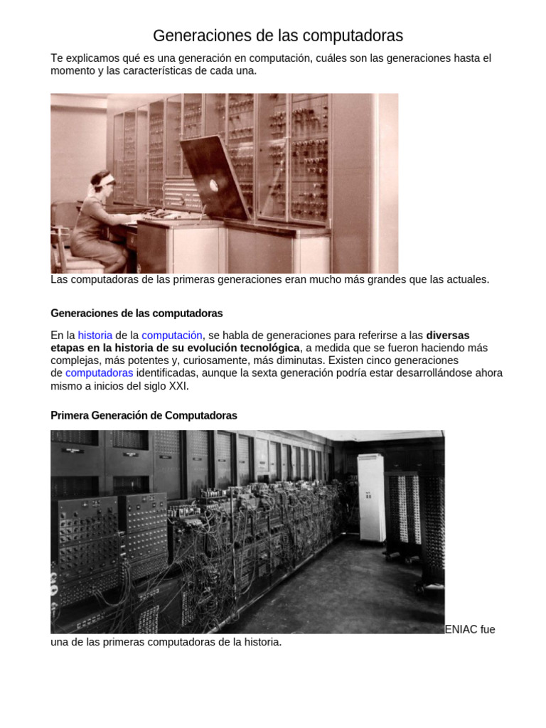 Generaciones de Las Computadoras Lectura | PDF | Circuito integrado | Microprocesador