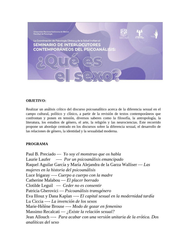 Lineamientos Seminario Interlocutores | PDF | Psicoanálisis
