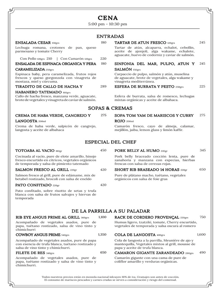 Menú del Restaurante Noroc | PDF | ensalada | Vinagreta