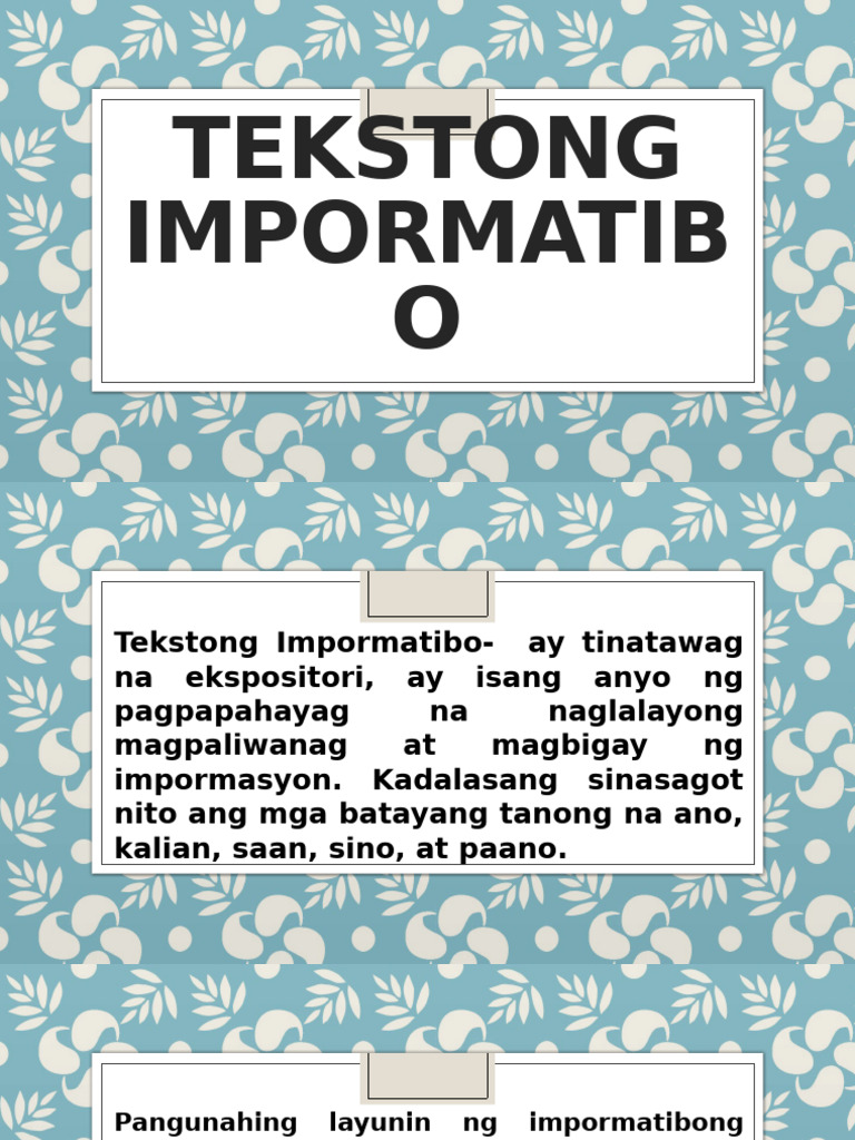 Tekstong Impormatibo | PDF