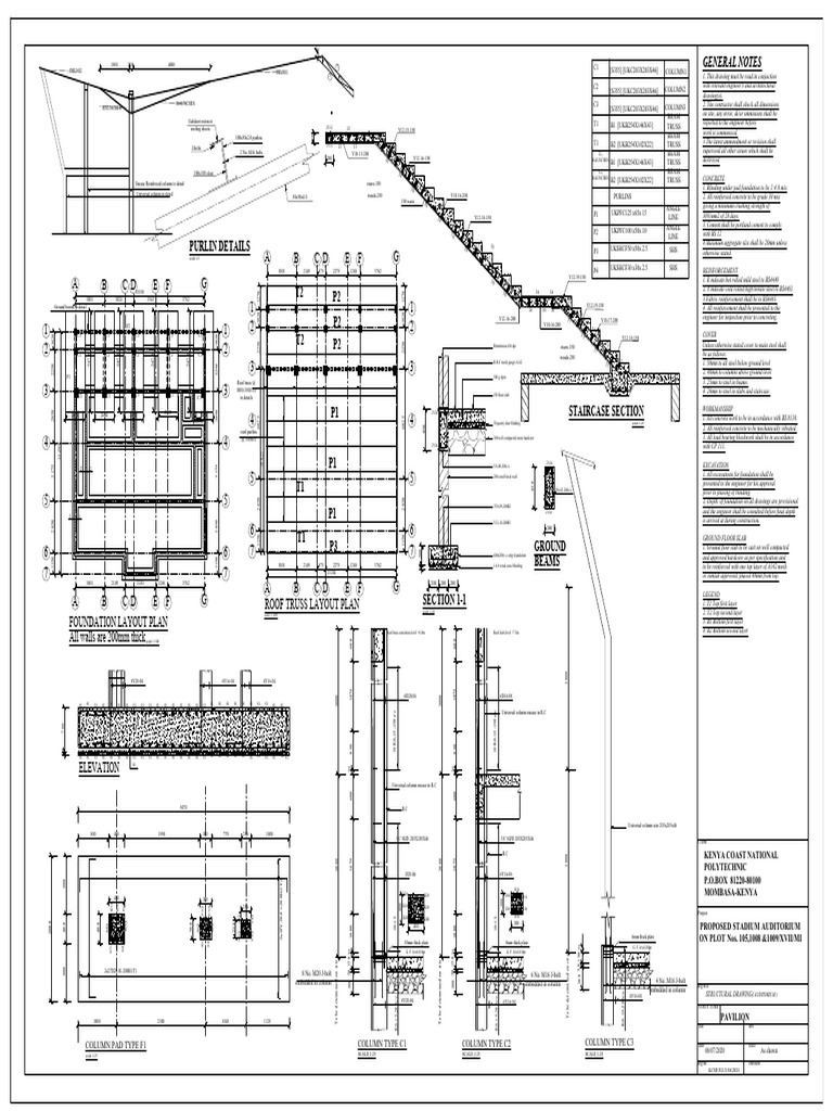 Pavilion Structural Drawing Details | PDF | Concrete | Composite Material
