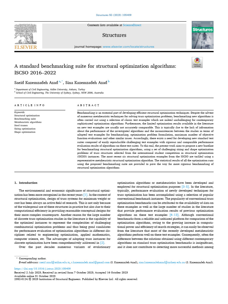 A Standard Benchmarking Suite For Structural Optimization Algorithms | PDF | Mathematical ...