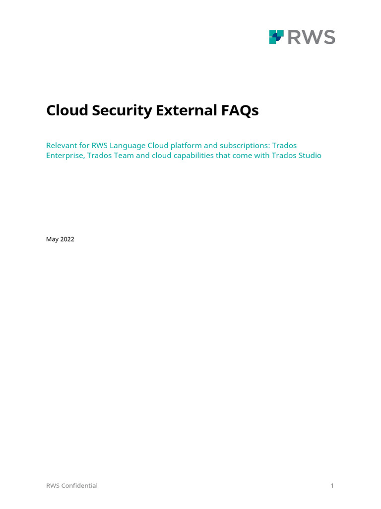 Trados Studio Cloud Security FAQ | PDF | Cloud Computing | Backup