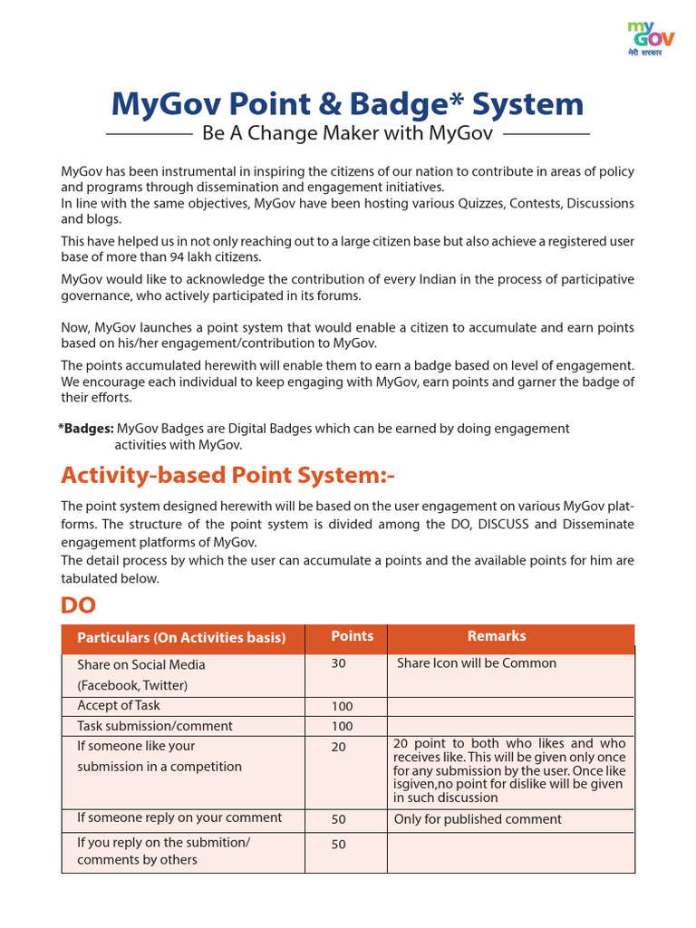 MyGov Points and Badges Overview | PDF | Facebook | Popular Culture ...