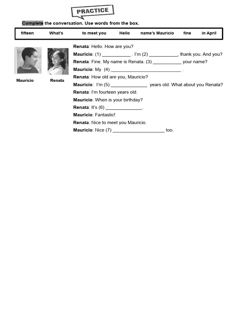 Complete the Conversation Worksheet | PDF
