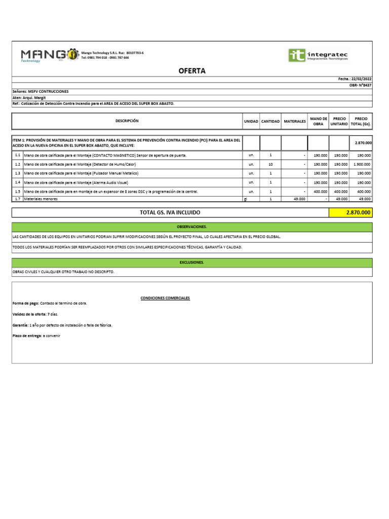 Oferta - Pci Electronico - CCTV Rev 00. | PDF