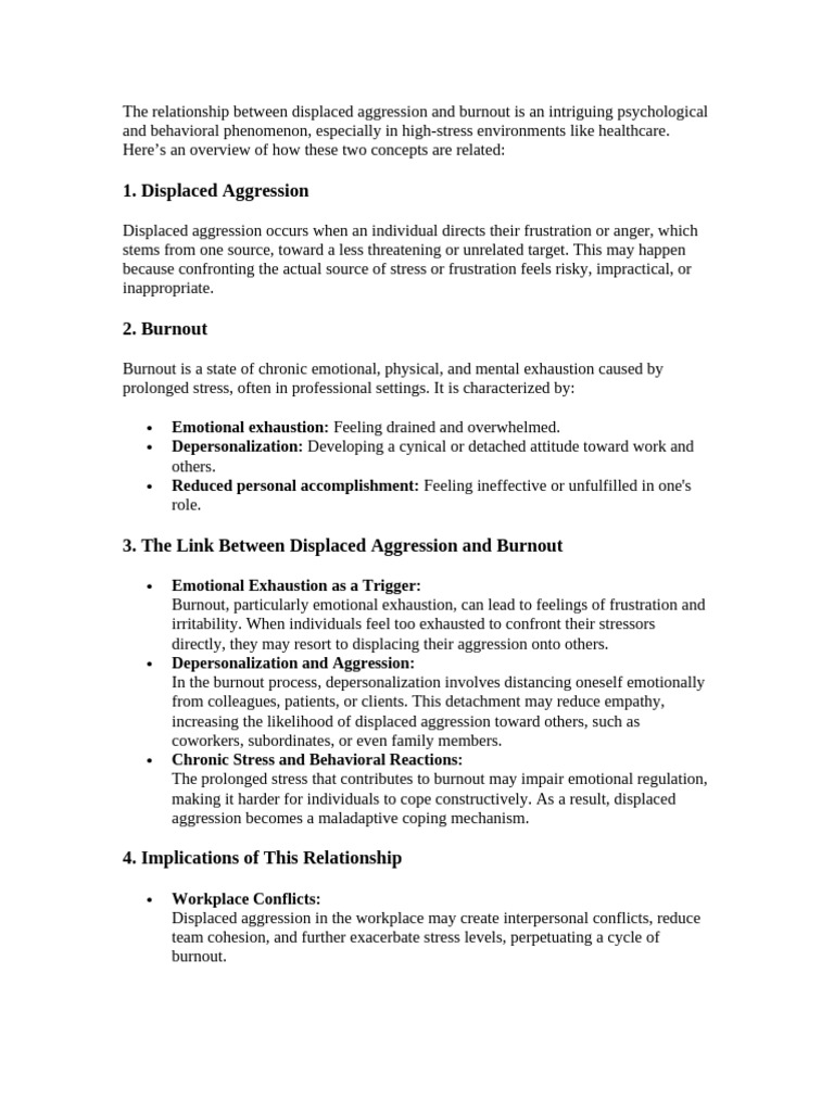 The Relationship Between Displaced Aggression and Burnout | PDF ...