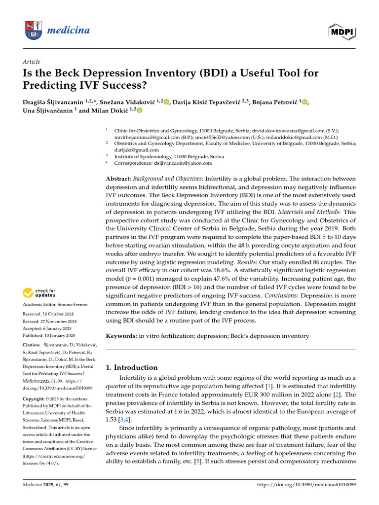 Is The Beck Depression Inventory BDI A Useful Tool | PDF | In Vitro ...