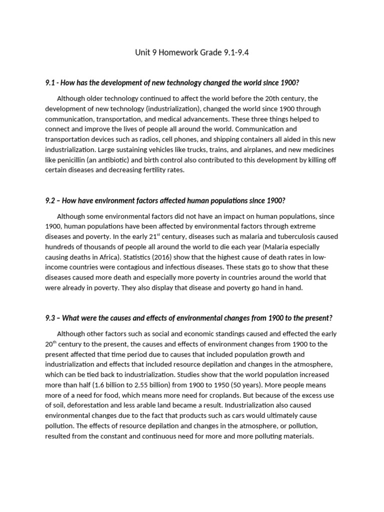 Unit 9 Homework Grade 9.1-9.4 (Complete) | PDF | Poverty | Poverty & Homelessness