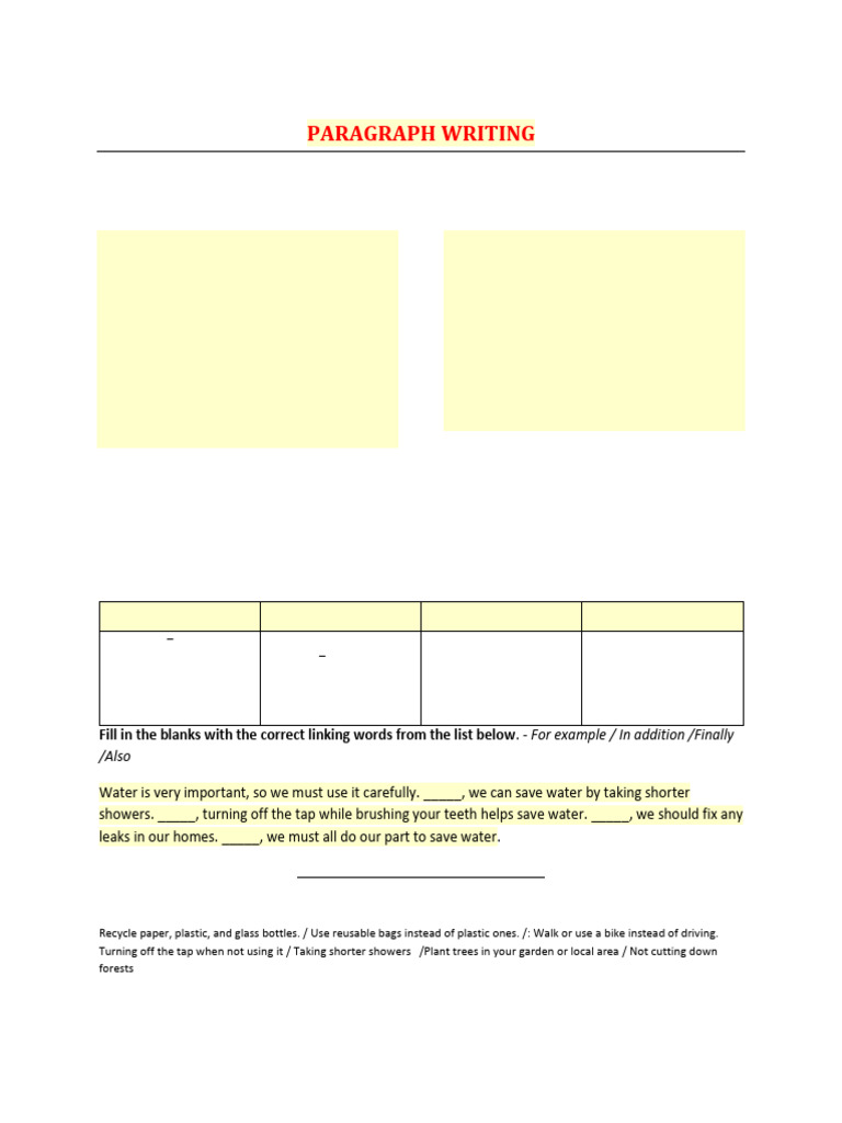 Writing A Paragraph Worksheet | PDF | Trees | Soil